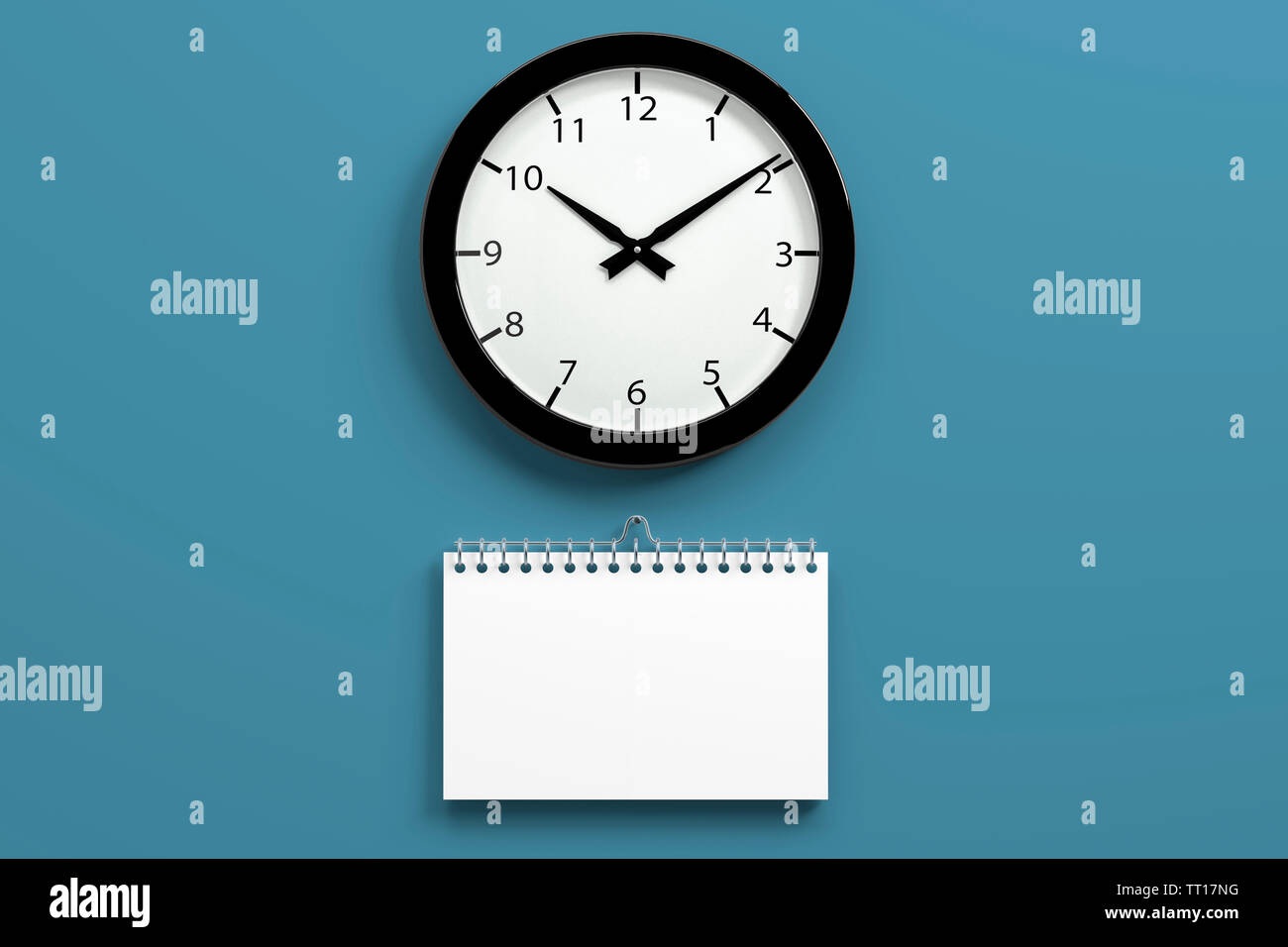 Calendar with Clock Stock Photo - Alamy