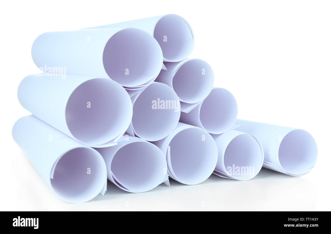White paper rolls isolated on white Stock Photo - Alamy