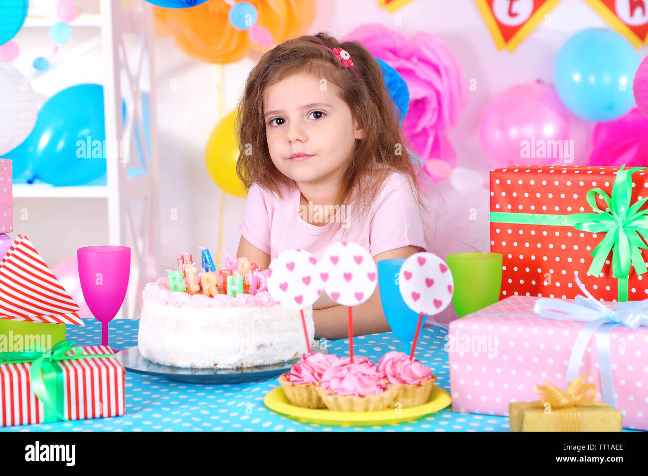 Pretty little girl celebrate her birthday Stock Photo - Alamy