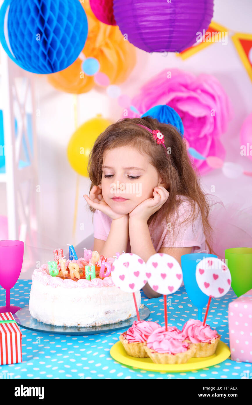 Pretty little girl celebrate her birthday Stock Photo - Alamy
