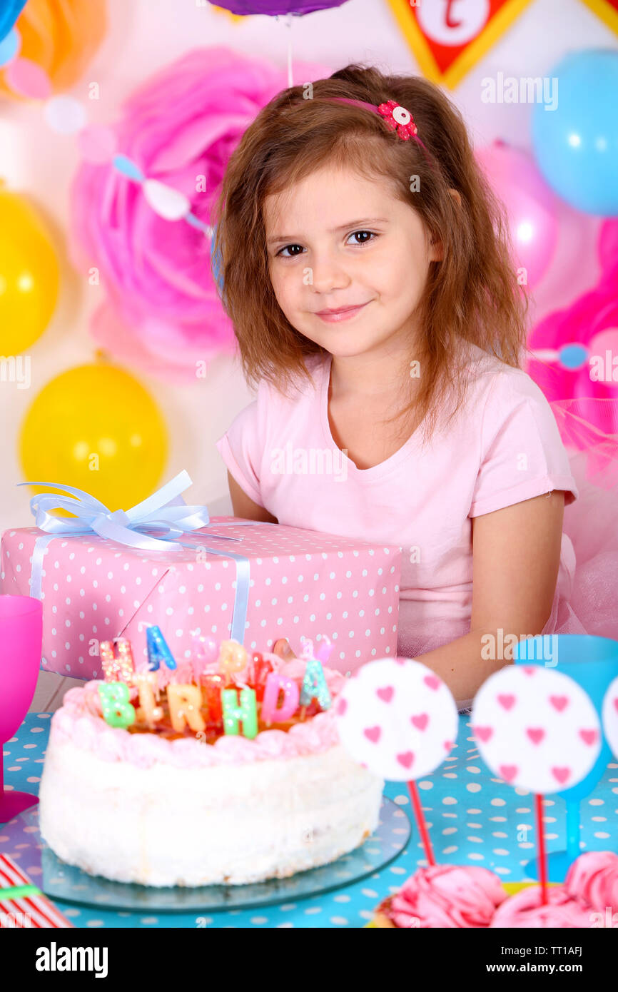 Pretty little girl celebrate her birthday Stock Photo - Alamy