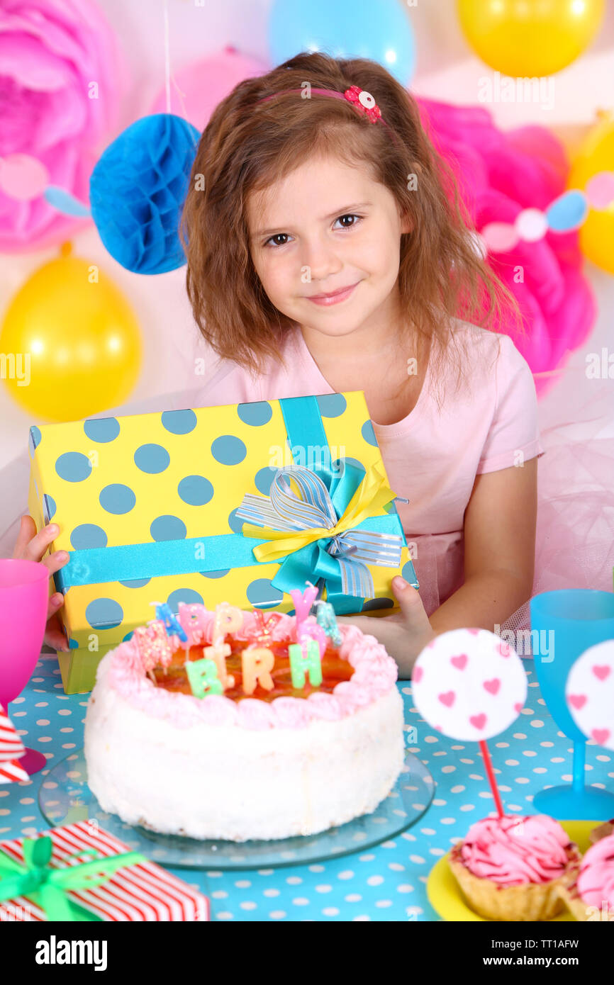 Pretty little girl celebrate her birthday Stock Photo - Alamy