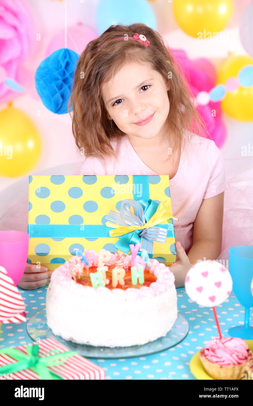 Pretty little girl celebrate her birthday Stock Photo - Alamy