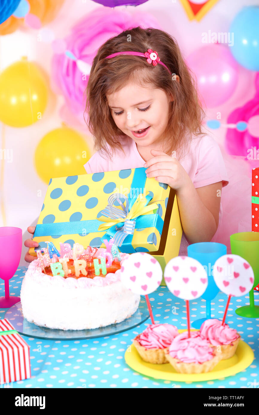 Pretty little girl celebrate her birthday Stock Photo - Alamy