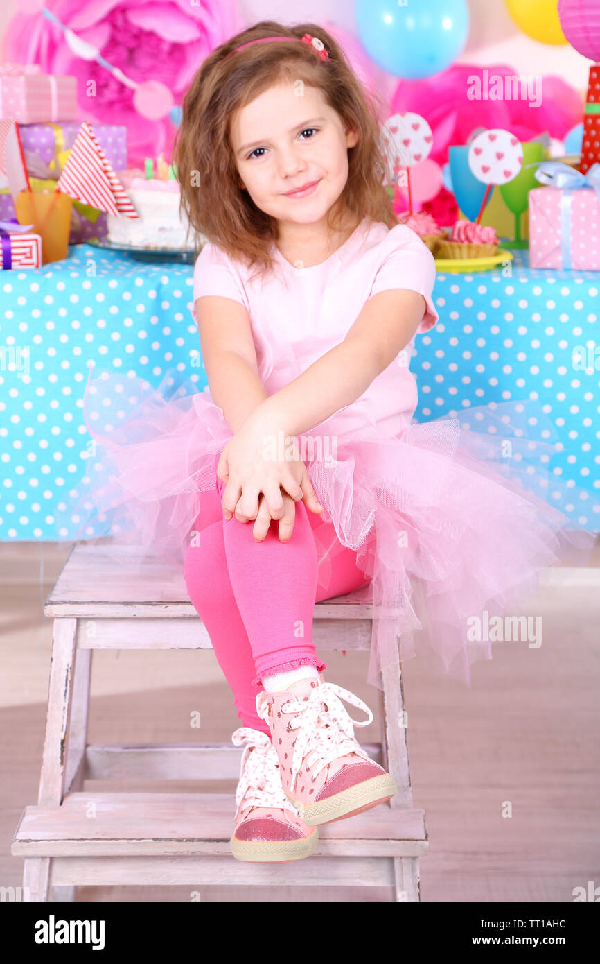 Pretty little girl celebrate her birthday Stock Photo - Alamy