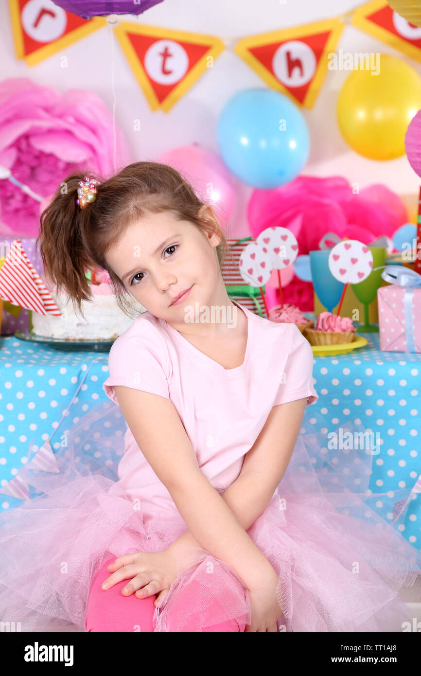 Pretty little girl celebrate her birthday Stock Photo - Alamy