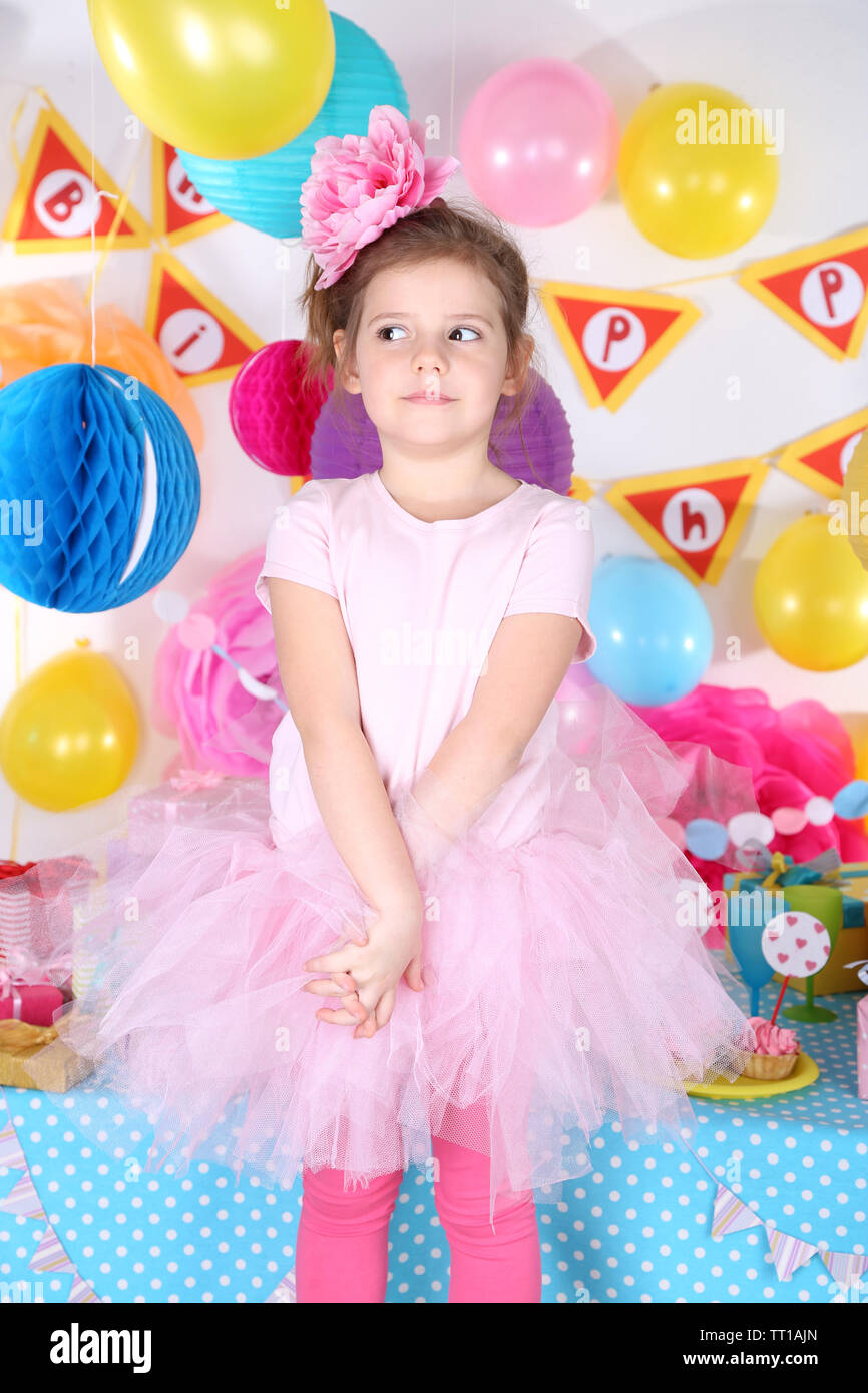 Pretty little girl celebrate her birthday Stock Photo - Alamy