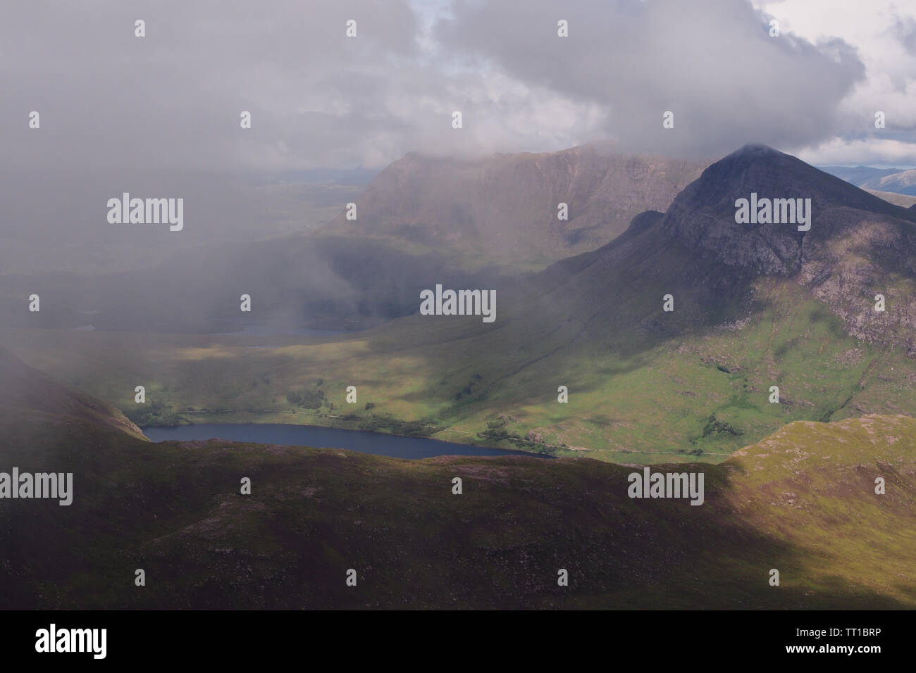 A view looking down from Ben More Coigach ,Scotland on the surrounding ...