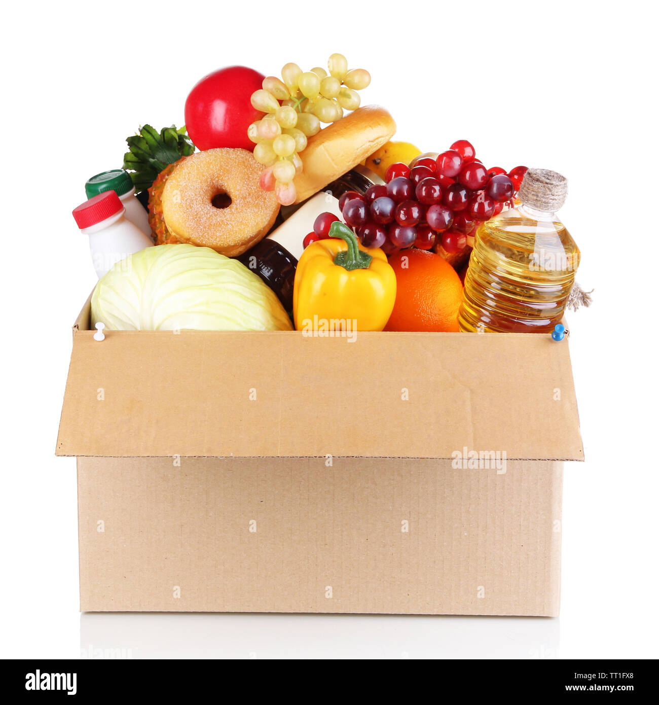 Box with products isolated on white Stock Photo - Alamy