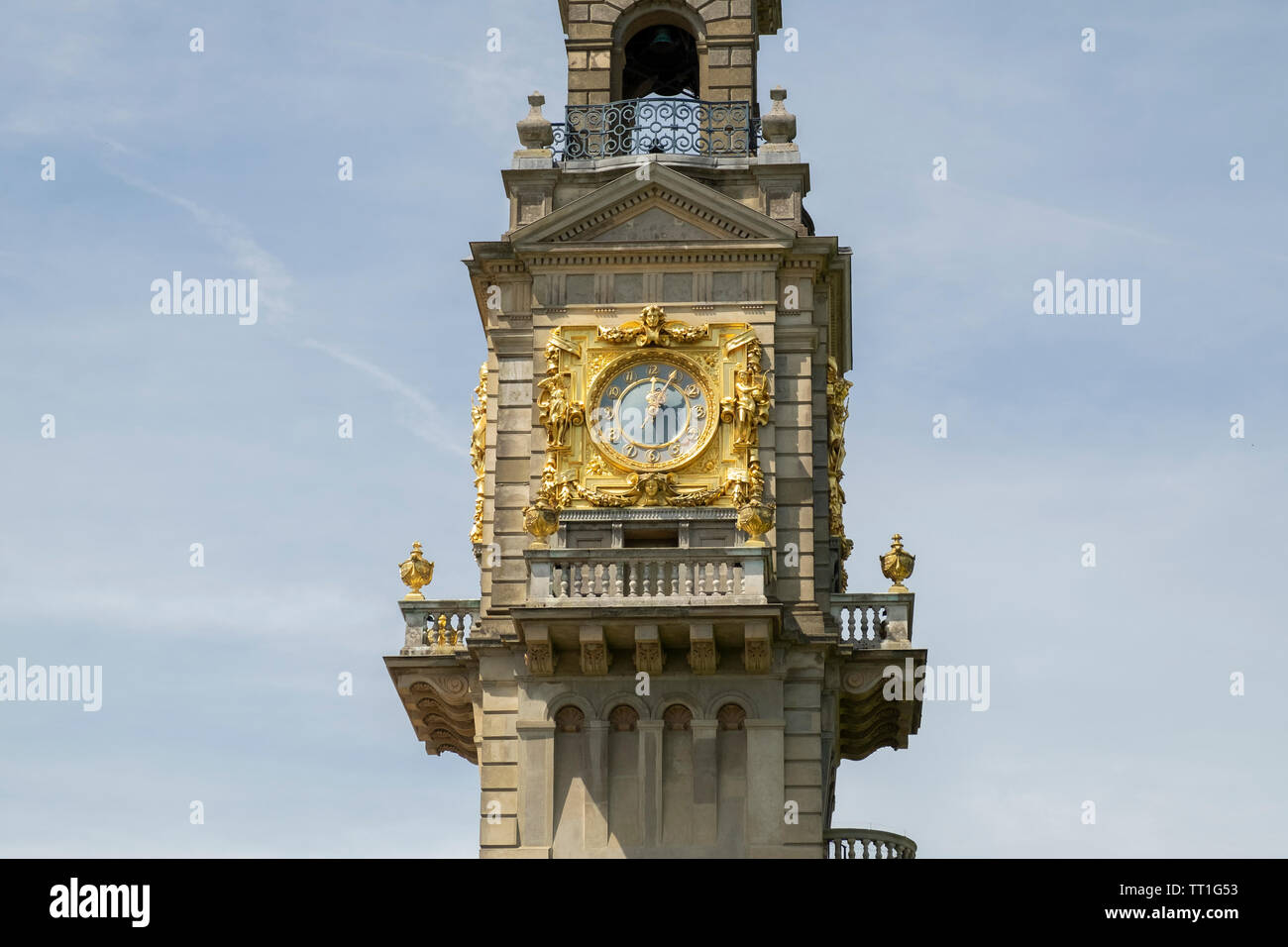 Ornamental clock tower at Cliveden House hotel, near Maidenhead ...