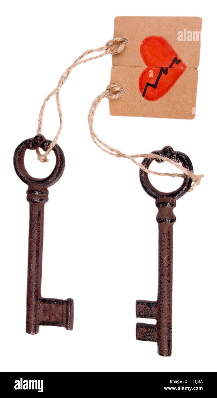 Keys to love, Conceptual photo. Isolated on white Stock Photo - Alamy