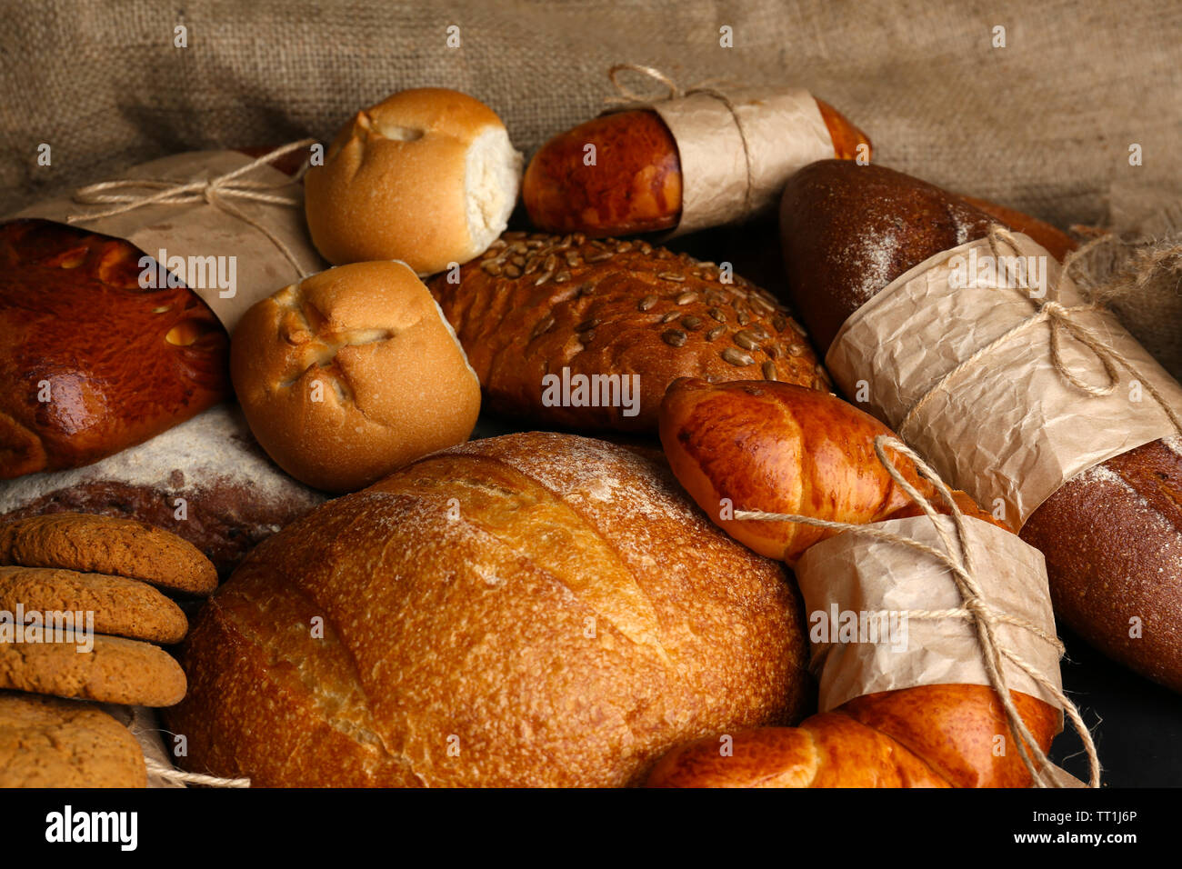 Different types of bread close up Stock Photo - Alamy