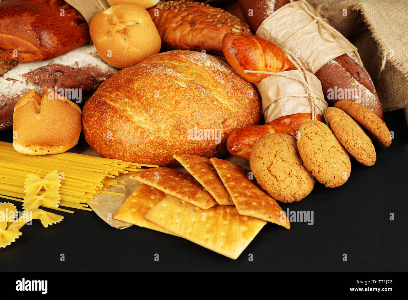Tasty flour products close up Stock Photo - Alamy
