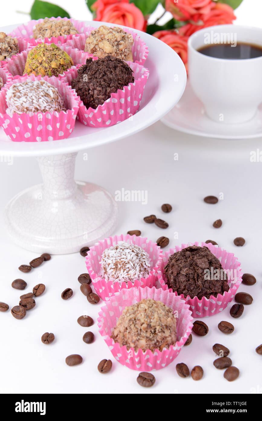 Set of chocolate candies isolated on white Stock Photo - Alamy