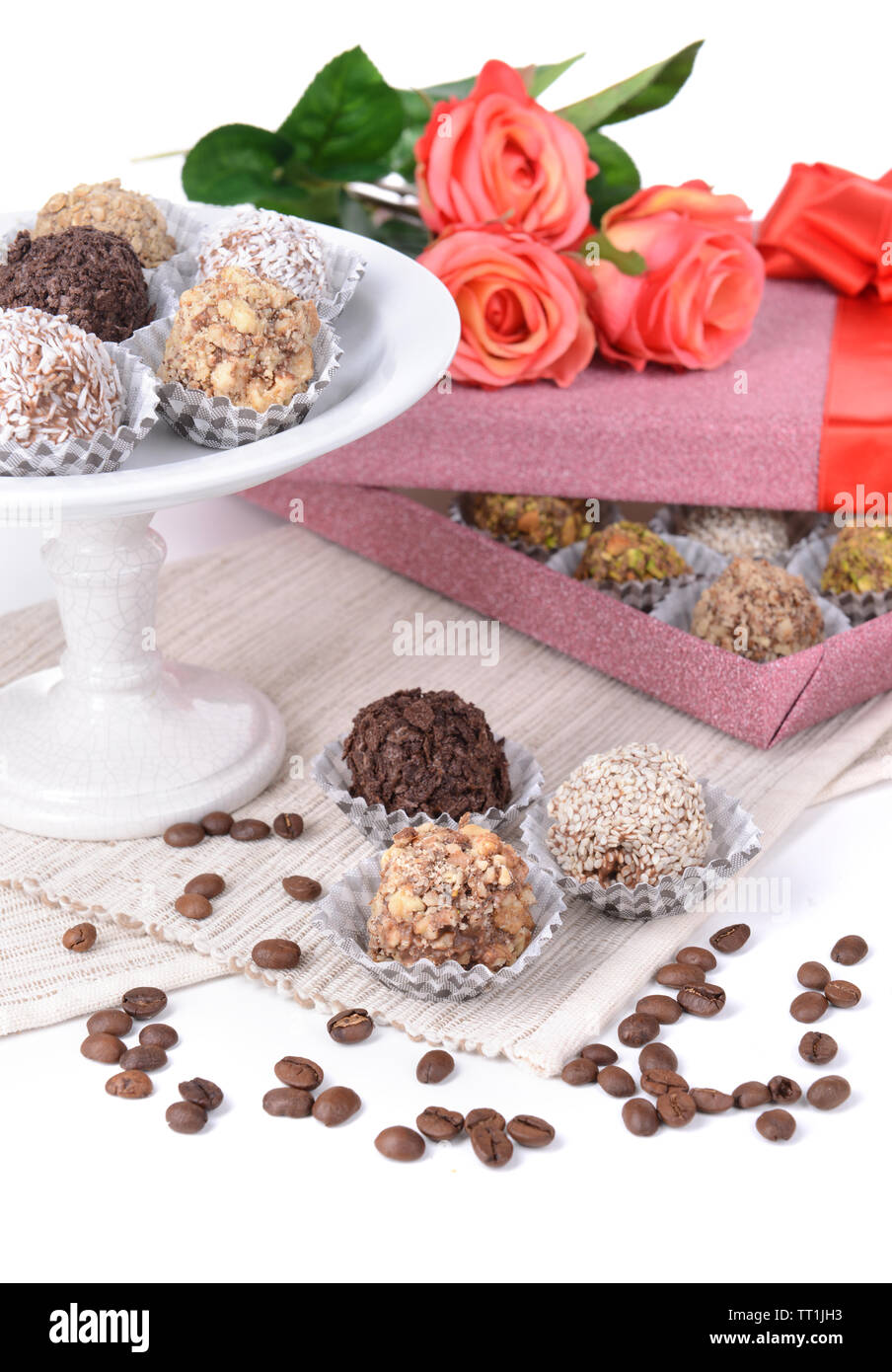 Set of chocolate candies isolated on white Stock Photo - Alamy