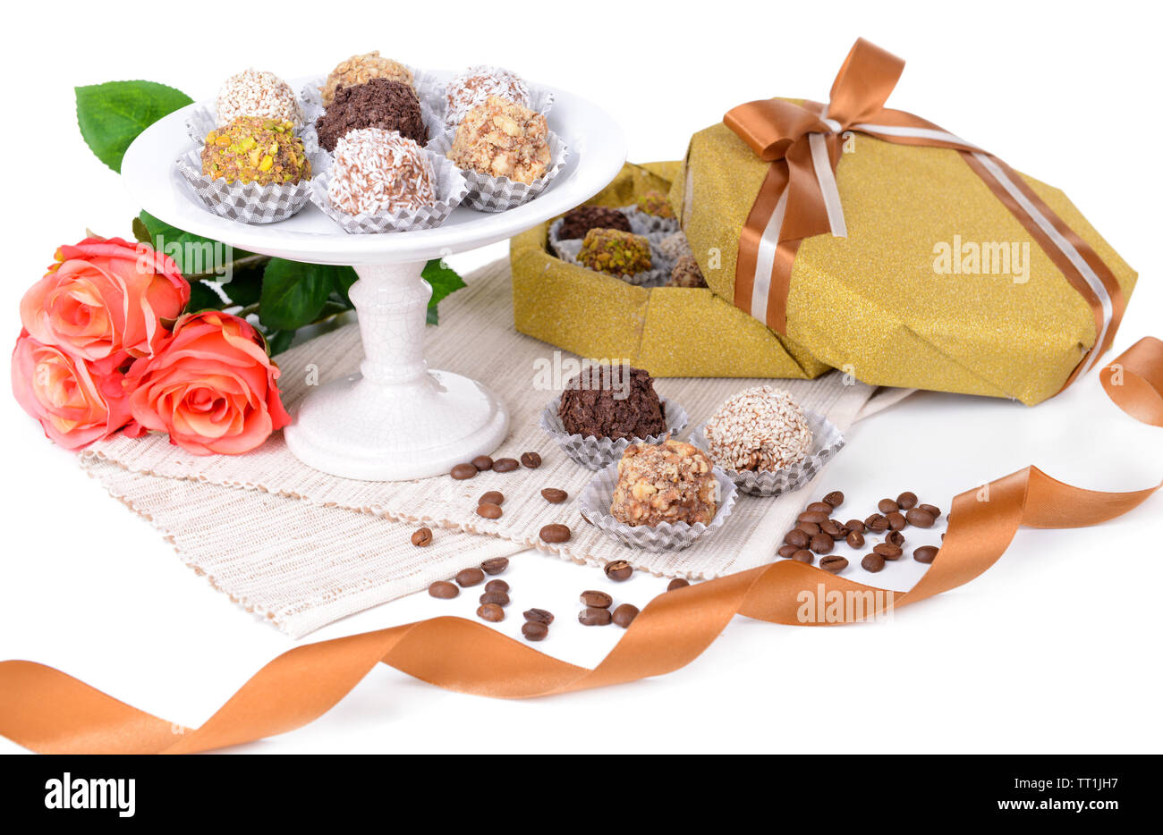 Set of chocolate candies isolated on white Stock Photo - Alamy