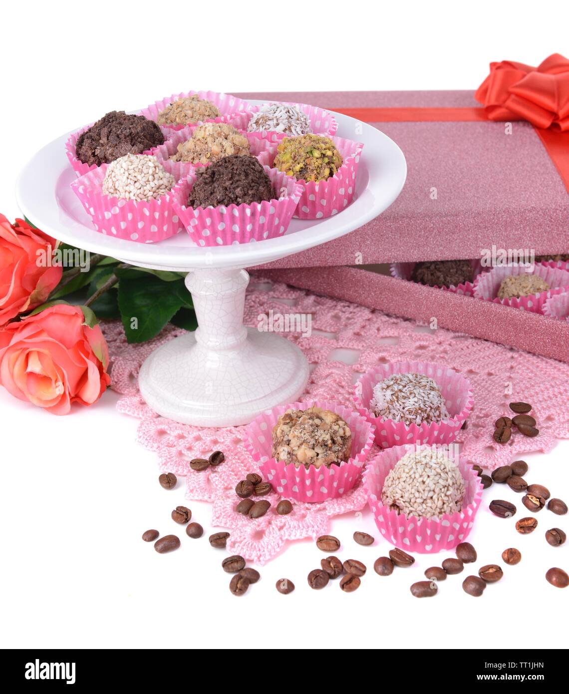 Set of chocolate candies isolated on white Stock Photo - Alamy