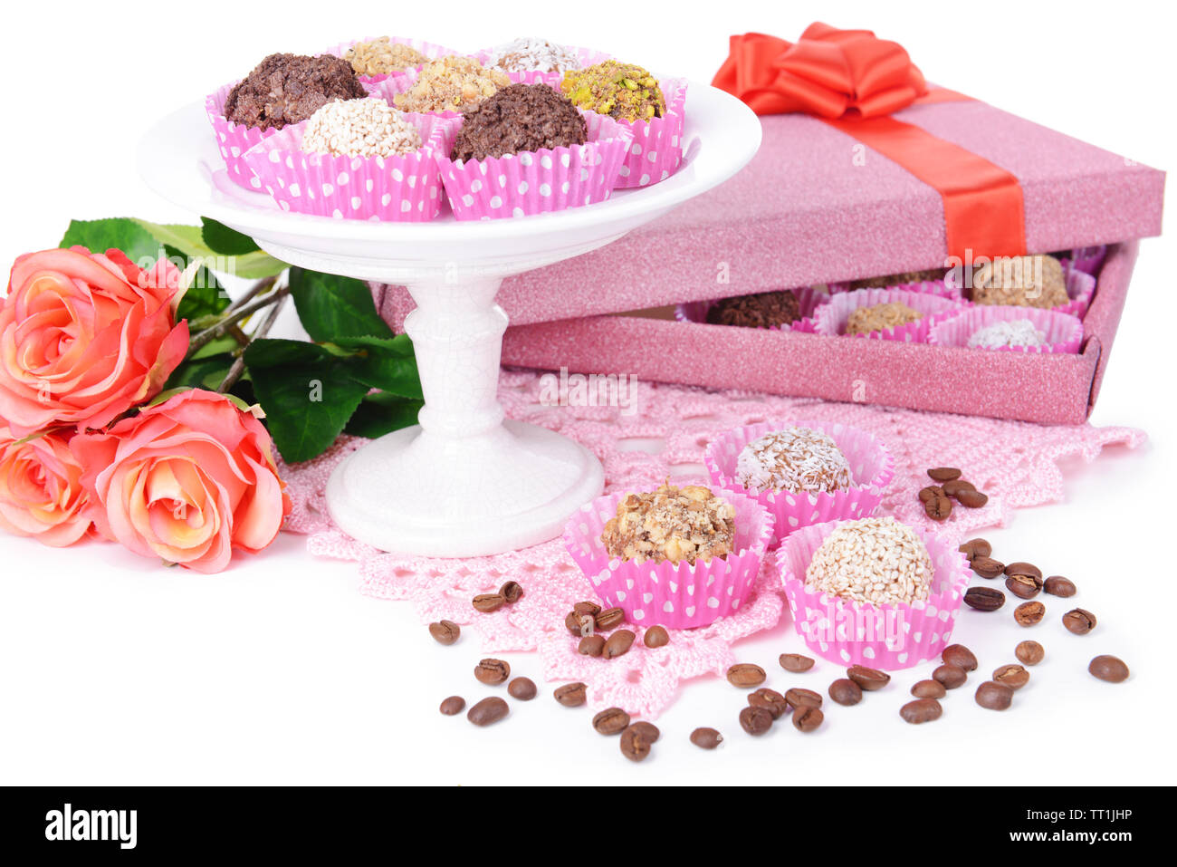 Set of chocolate candies isolated on white Stock Photo - Alamy