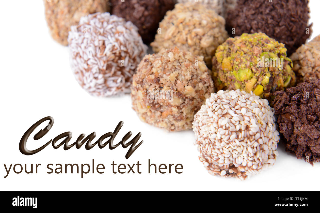 Set of chocolate candies isolated on white Stock Photo - Alamy