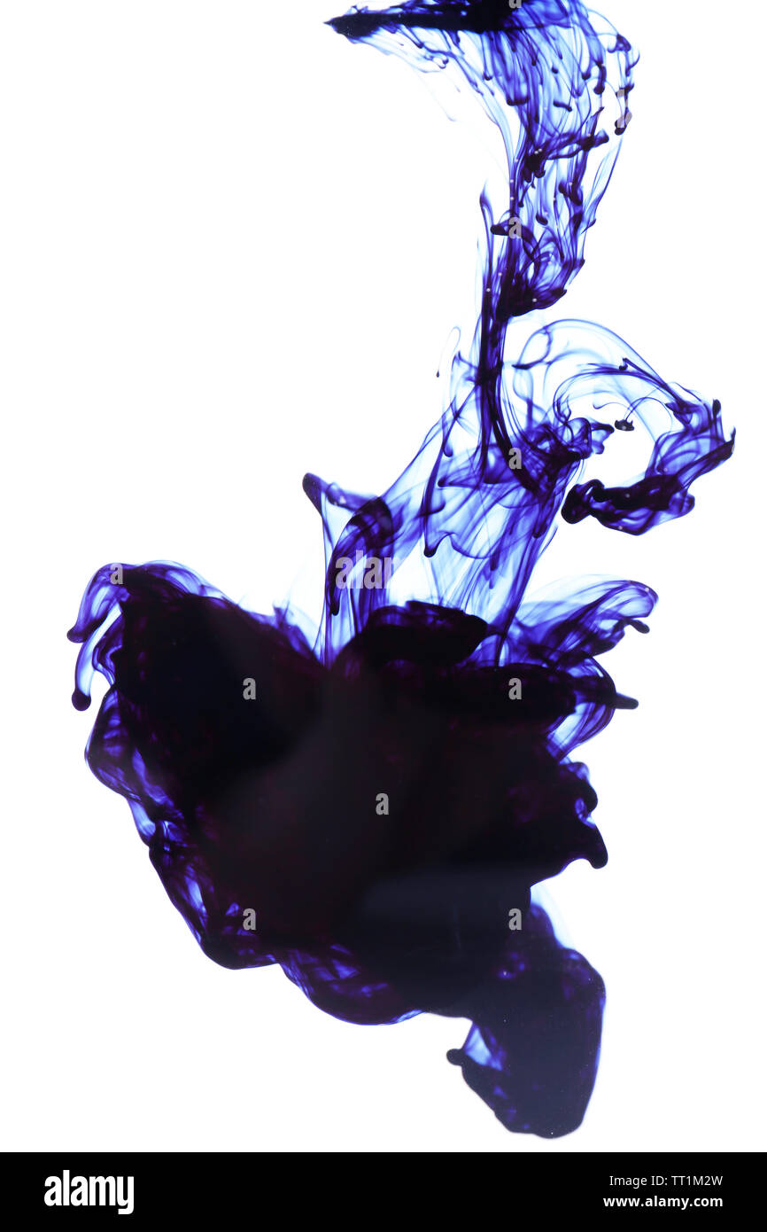 Ink in water isolated on white Stock Photo - Alamy