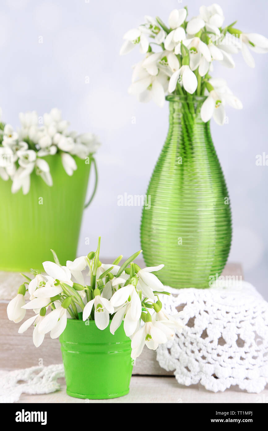 Beautiful snowdrops on light background Stock Photo - Alamy