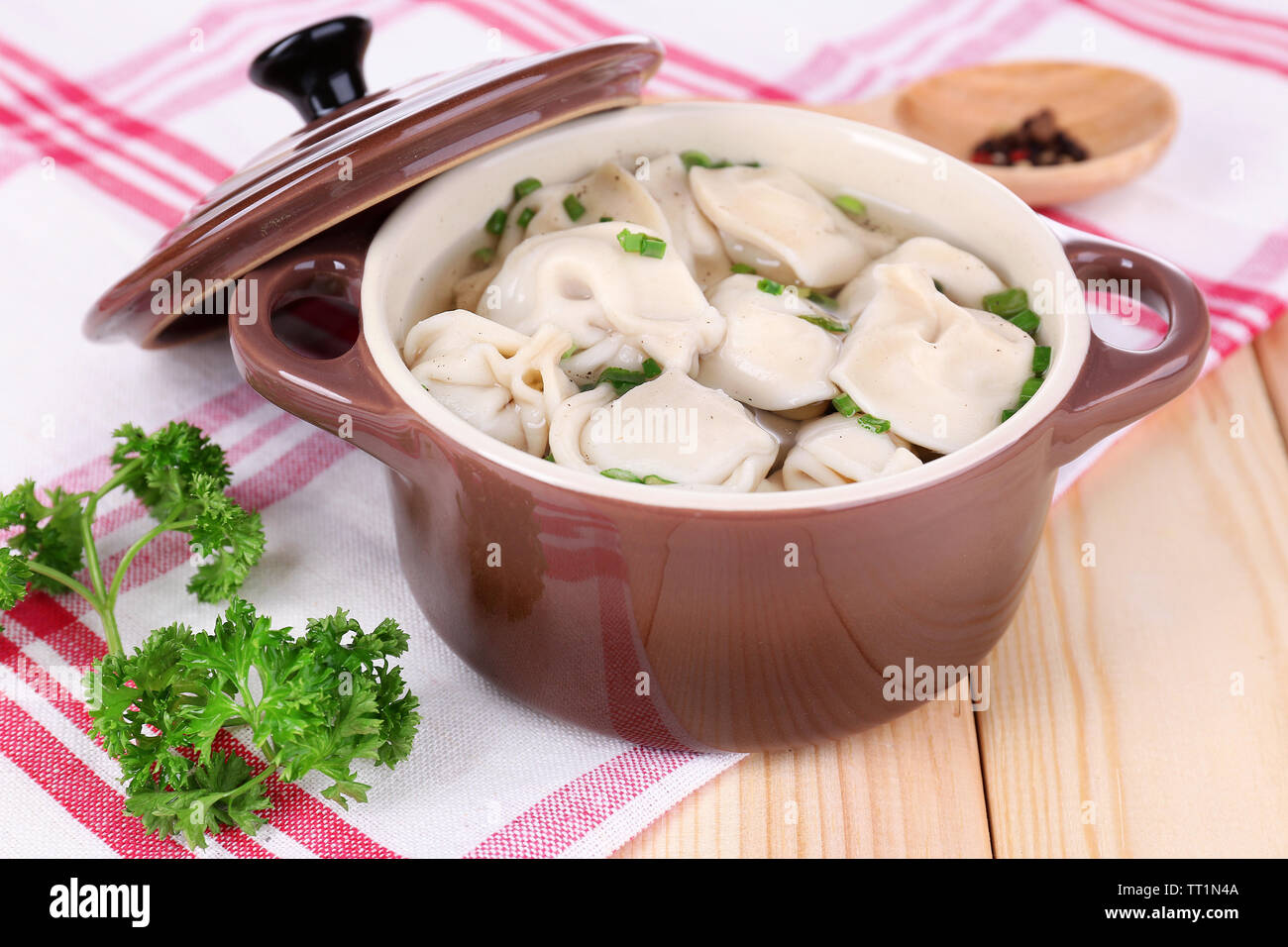 Meat dumplings - russian boiled pelmeni close up Stock Photo - Alamy