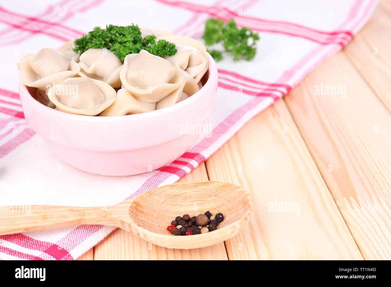 Meat dumplings - russian boiled pelmeni close up Stock Photo - Alamy