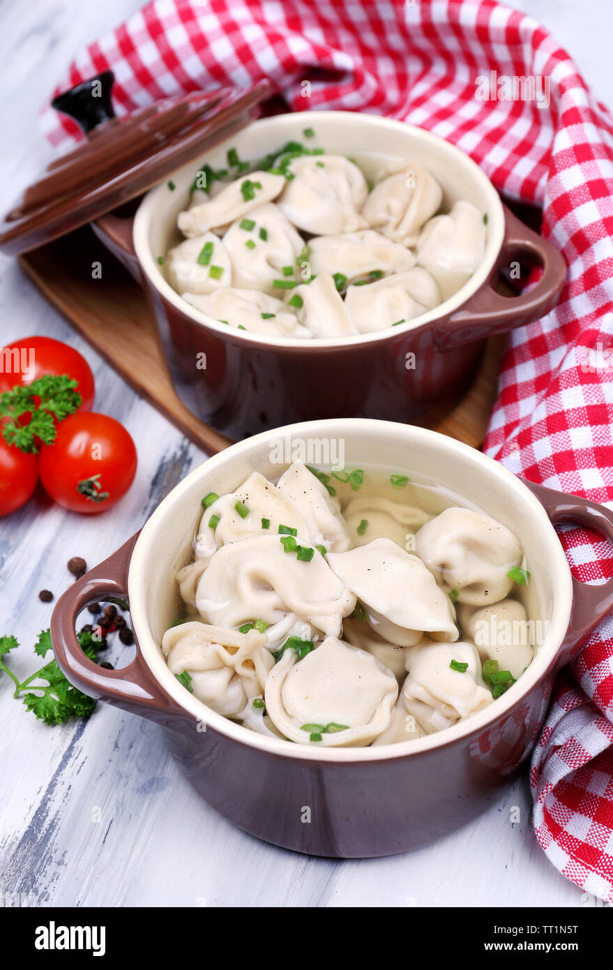 Meat dumplings - russian boiled pelmeni close up Stock Photo - Alamy