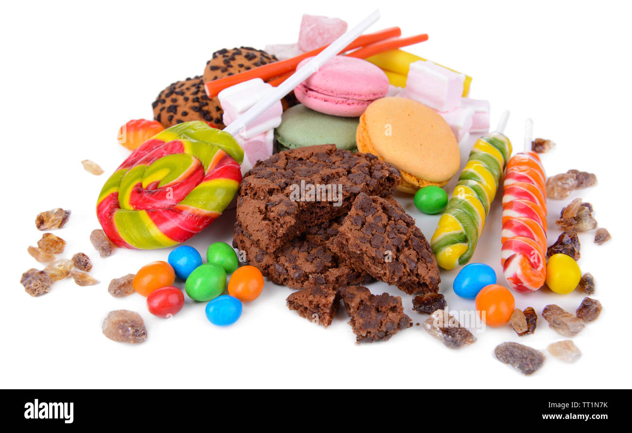 Different sweets isolated on white Stock Photo - Alamy