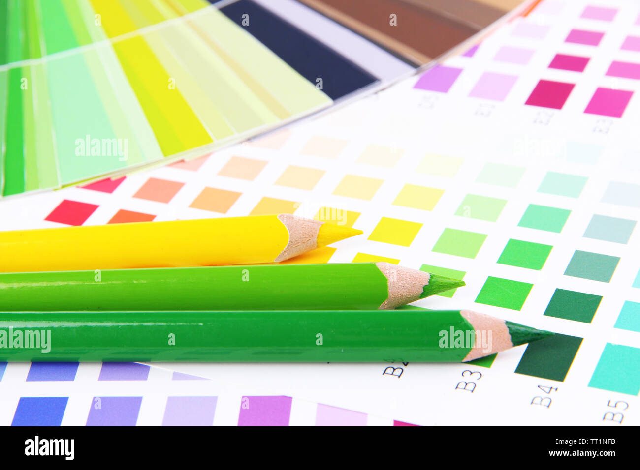 Color samples with pencils close up Stock Photo - Alamy