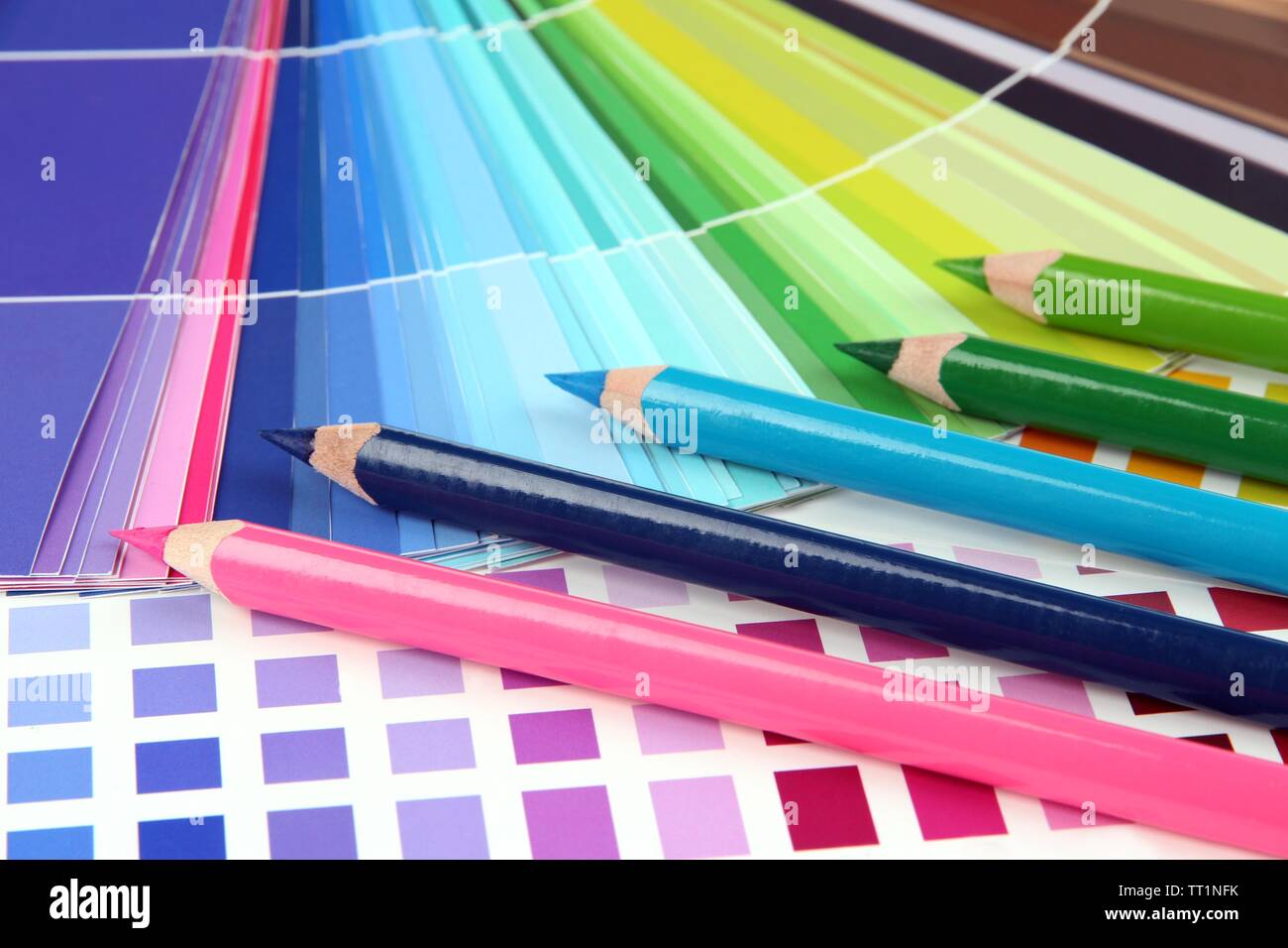 Color samples with pencils close up Stock Photo - Alamy