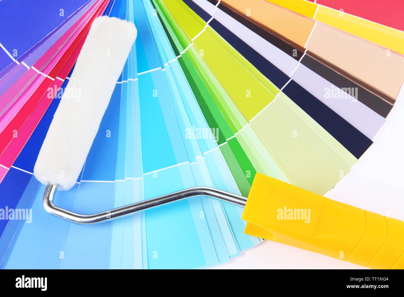 Paper palette with roller close up Stock Photo - Alamy