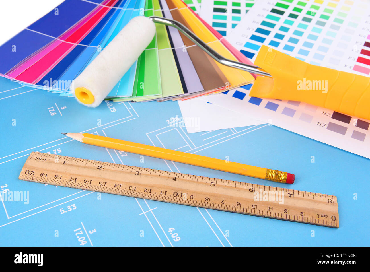 Drawing and color samples close up Stock Photo - Alamy