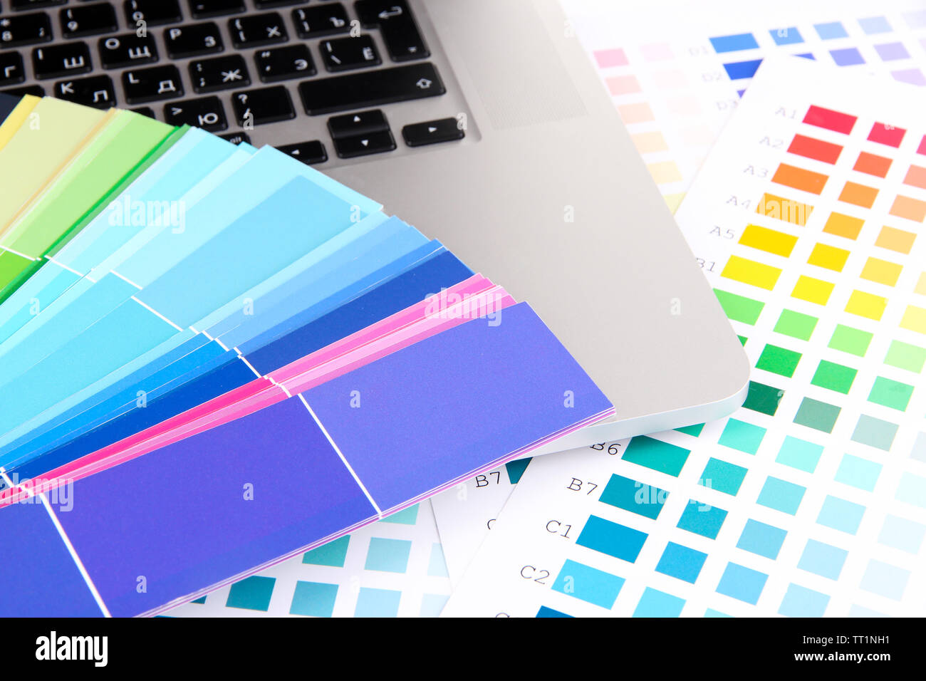 Color samples on keyboard close up Stock Photo - Alamy