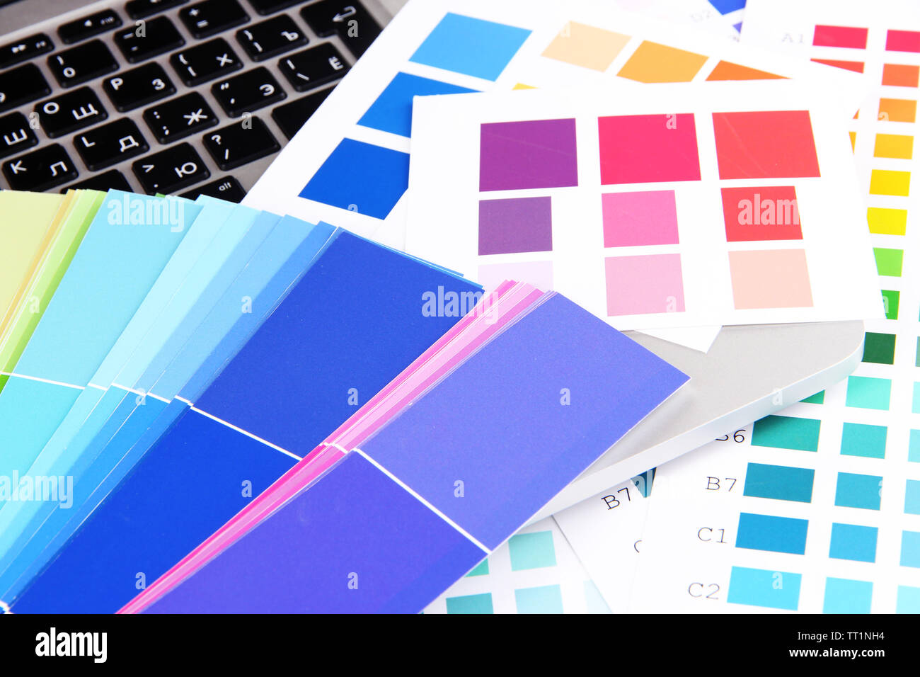 Color samples on keyboard close up Stock Photo - Alamy
