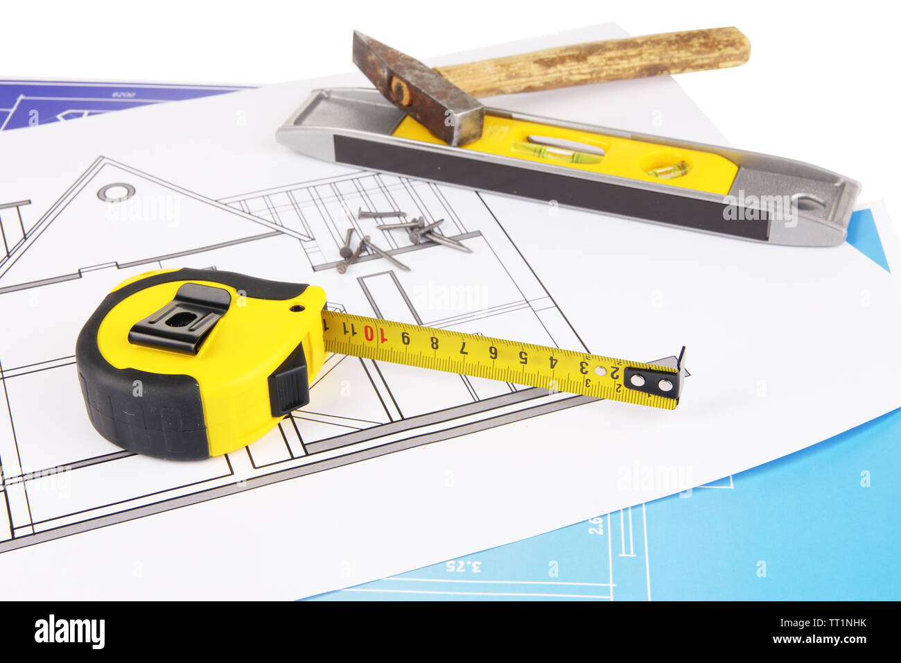 Tools on drawing close up Stock Photo - Alamy