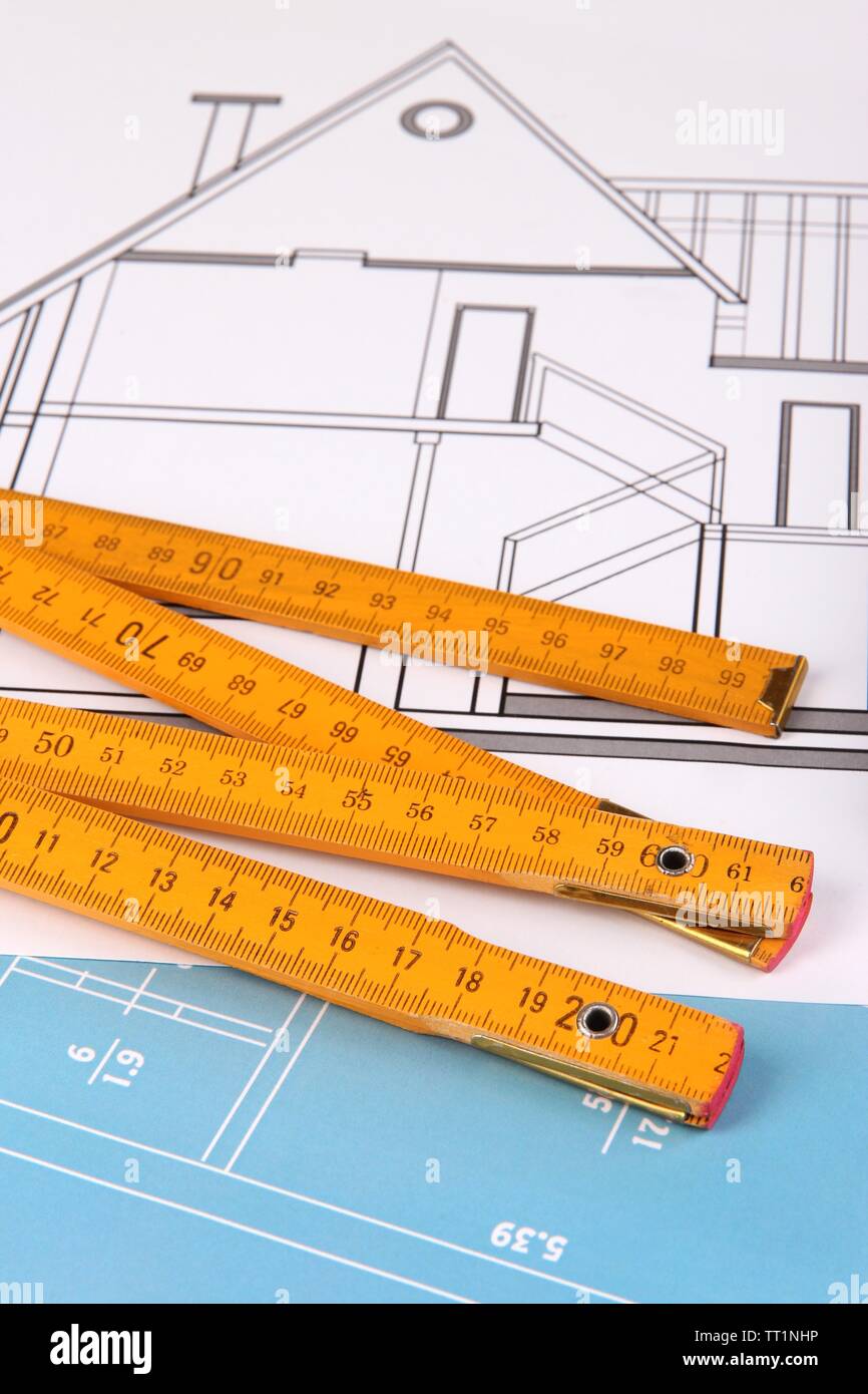 Ruler on drawing close up Stock Photo - Alamy