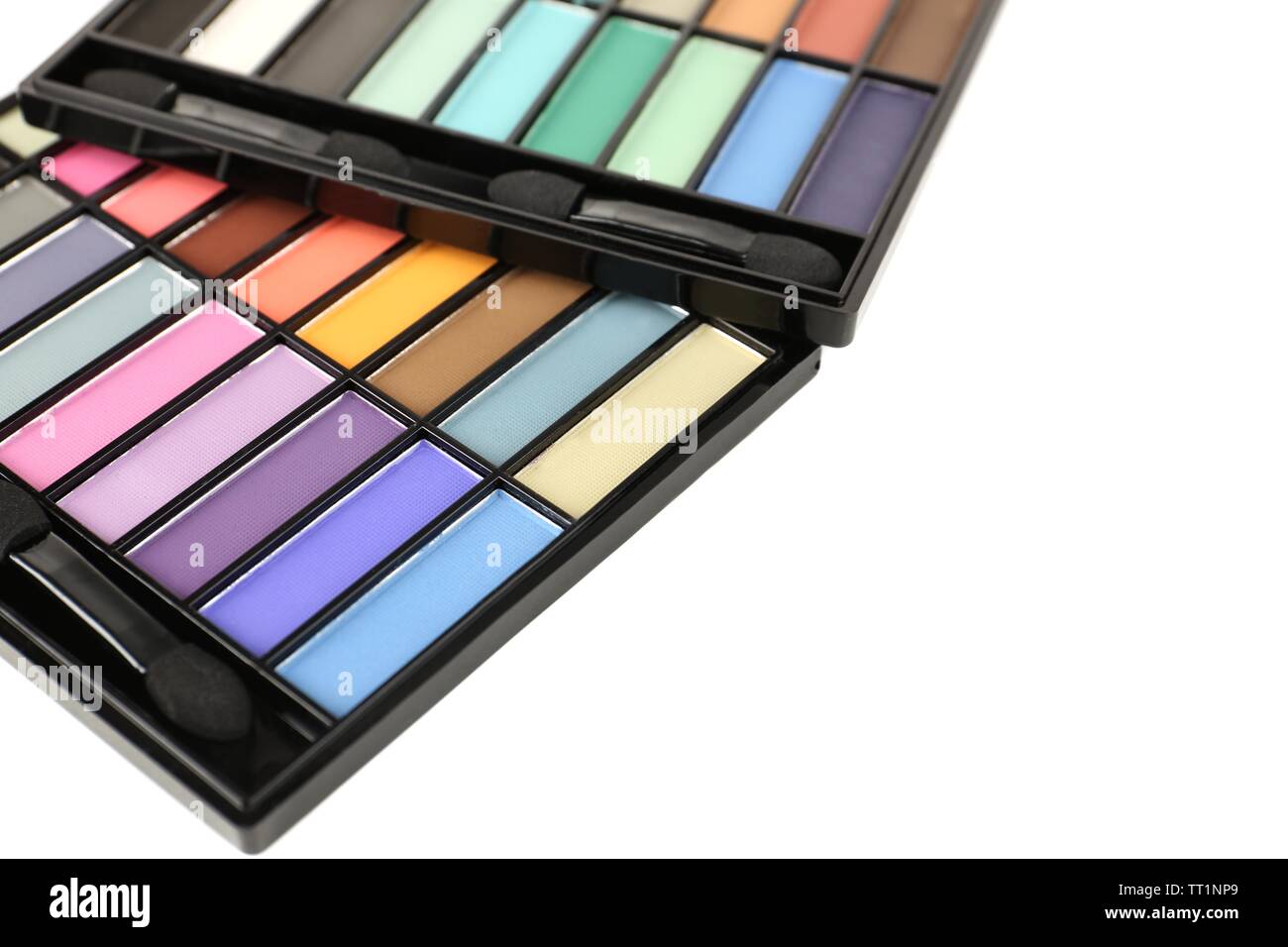 Bright eye shadows isolated on white Stock Photo - Alamy