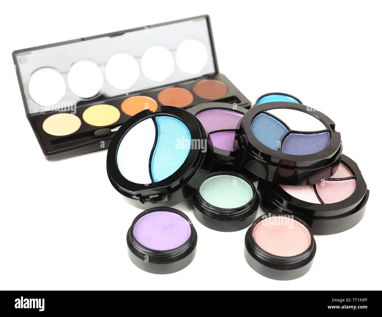 Bright eye shadows isolated on white Stock Photo - Alamy