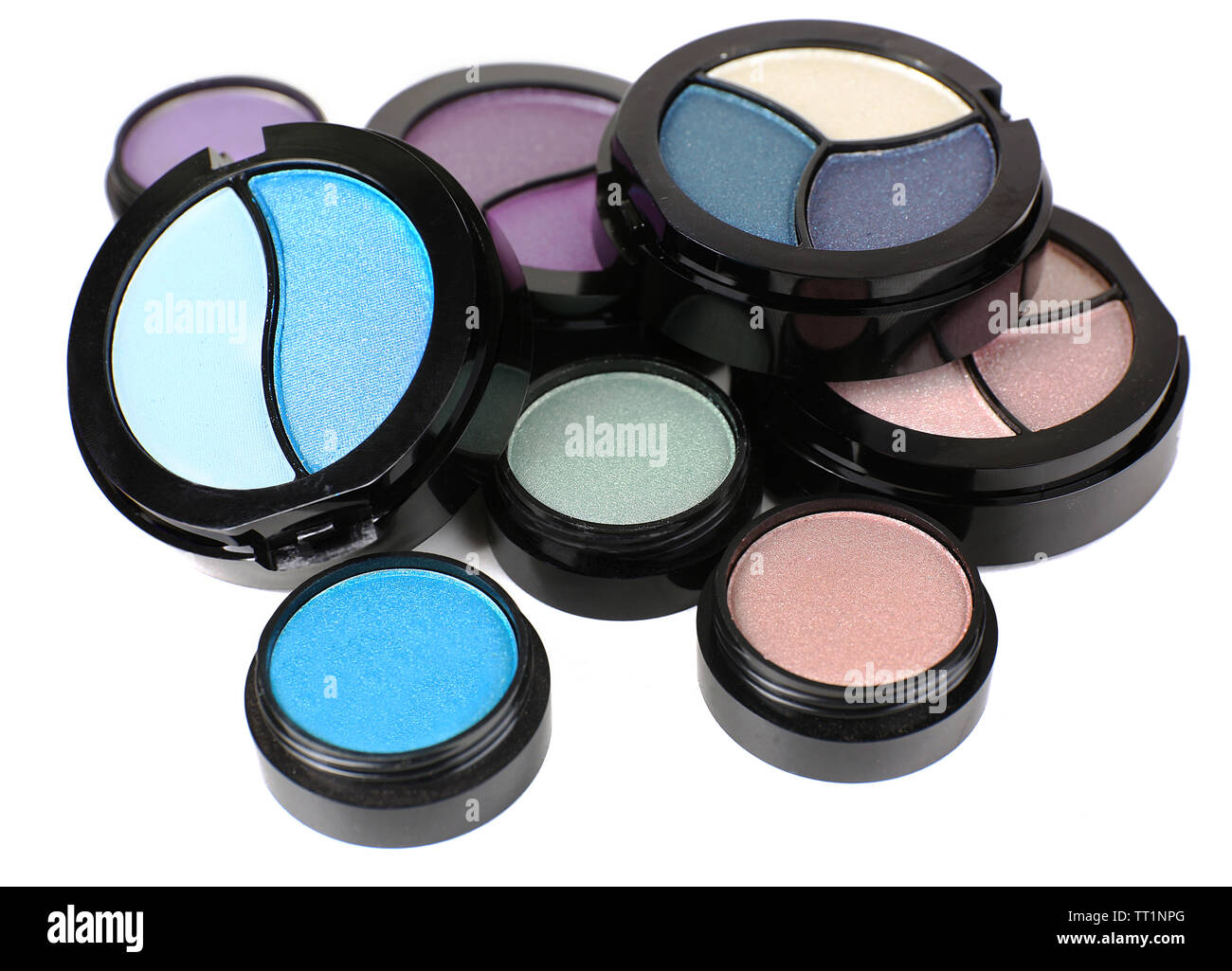 Bright eye shadows isolated on white Stock Photo - Alamy