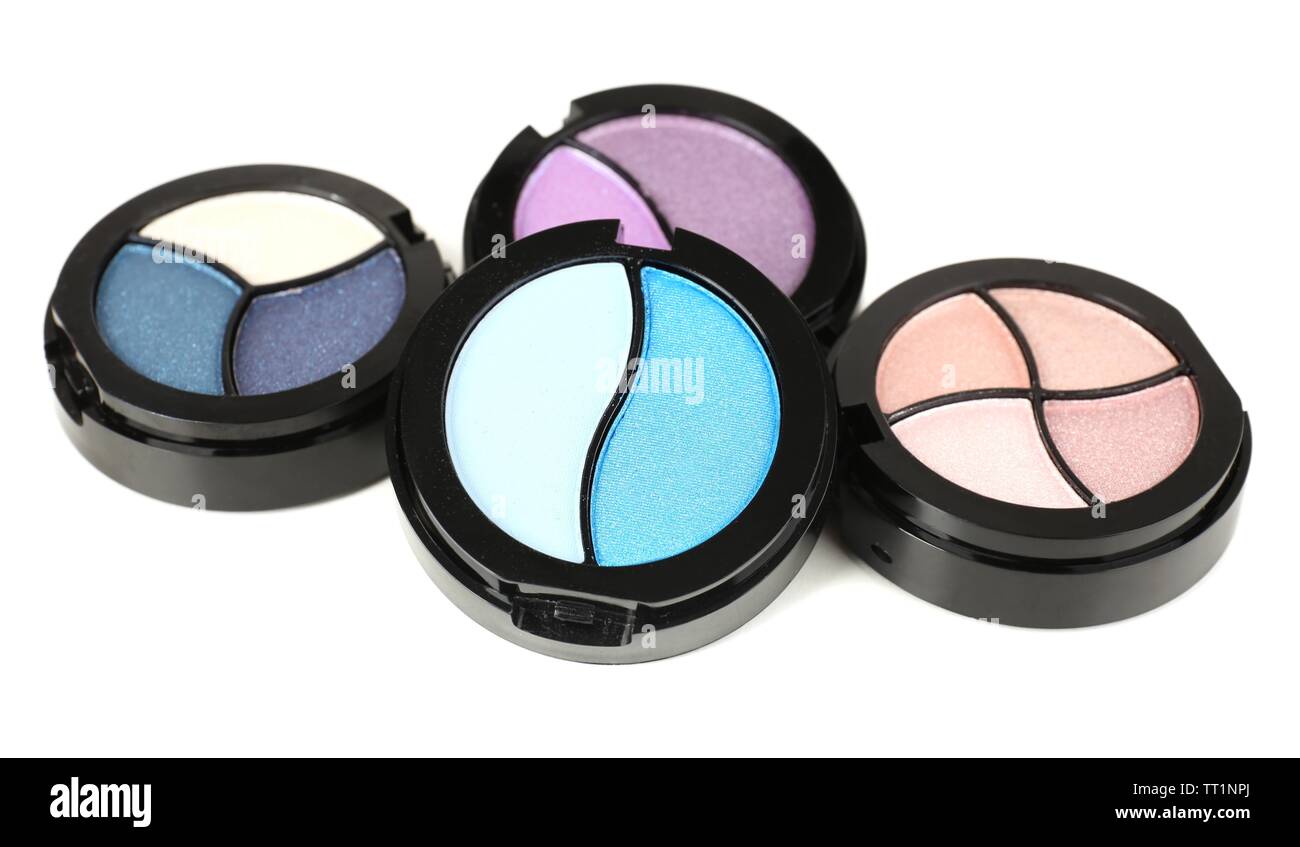Bright eye shadows isolated on white Stock Photo - Alamy