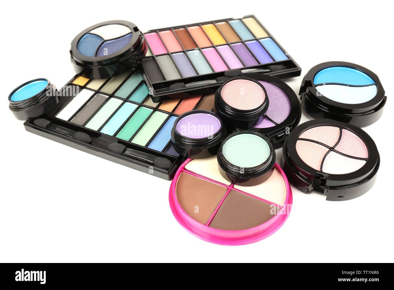 Bright eye shadows isolated on white Stock Photo - Alamy