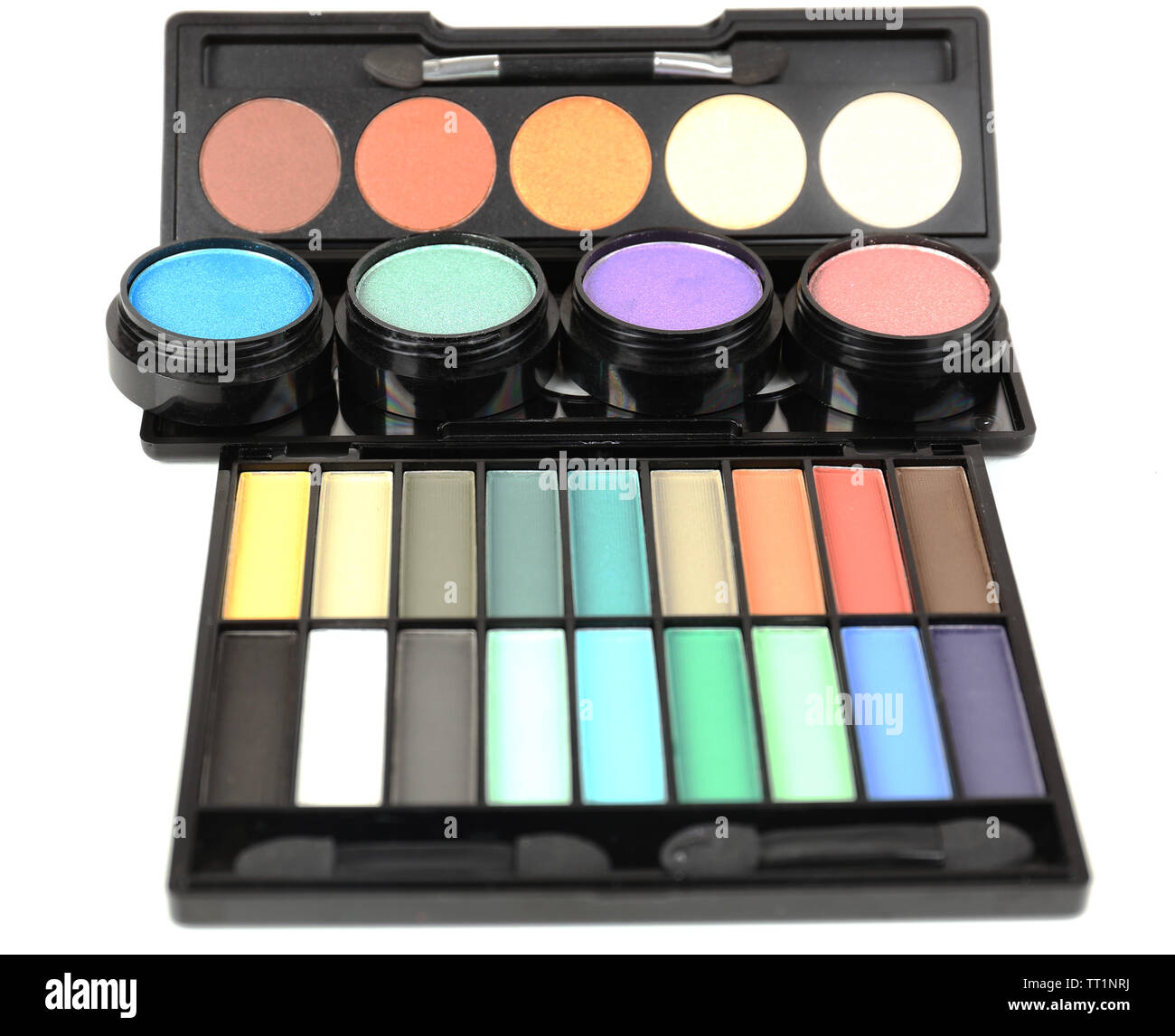 Bright eye shadows isolated on white Stock Photo - Alamy