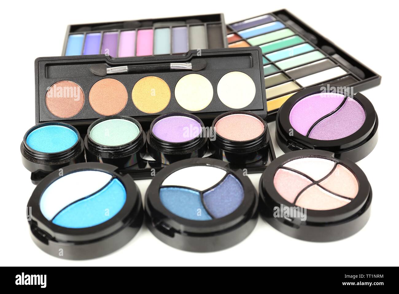 Bright eye shadows isolated on white Stock Photo - Alamy