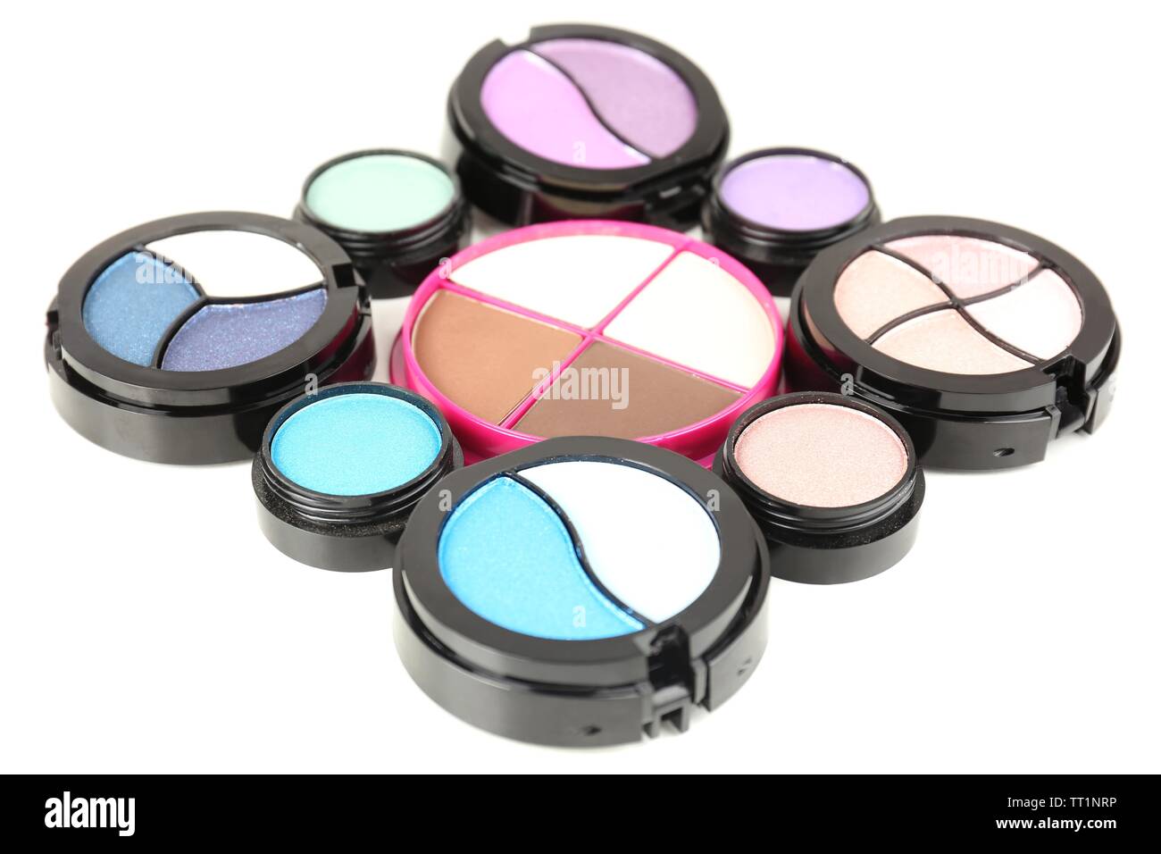 Bright eye shadows isolated on white Stock Photo - Alamy