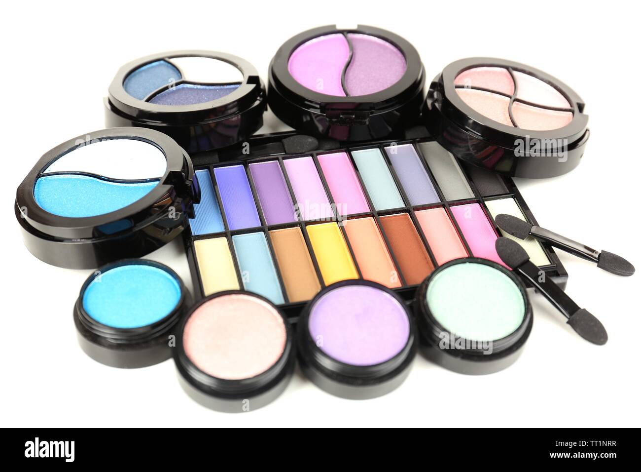 Bright eye shadows isolated on white Stock Photo - Alamy