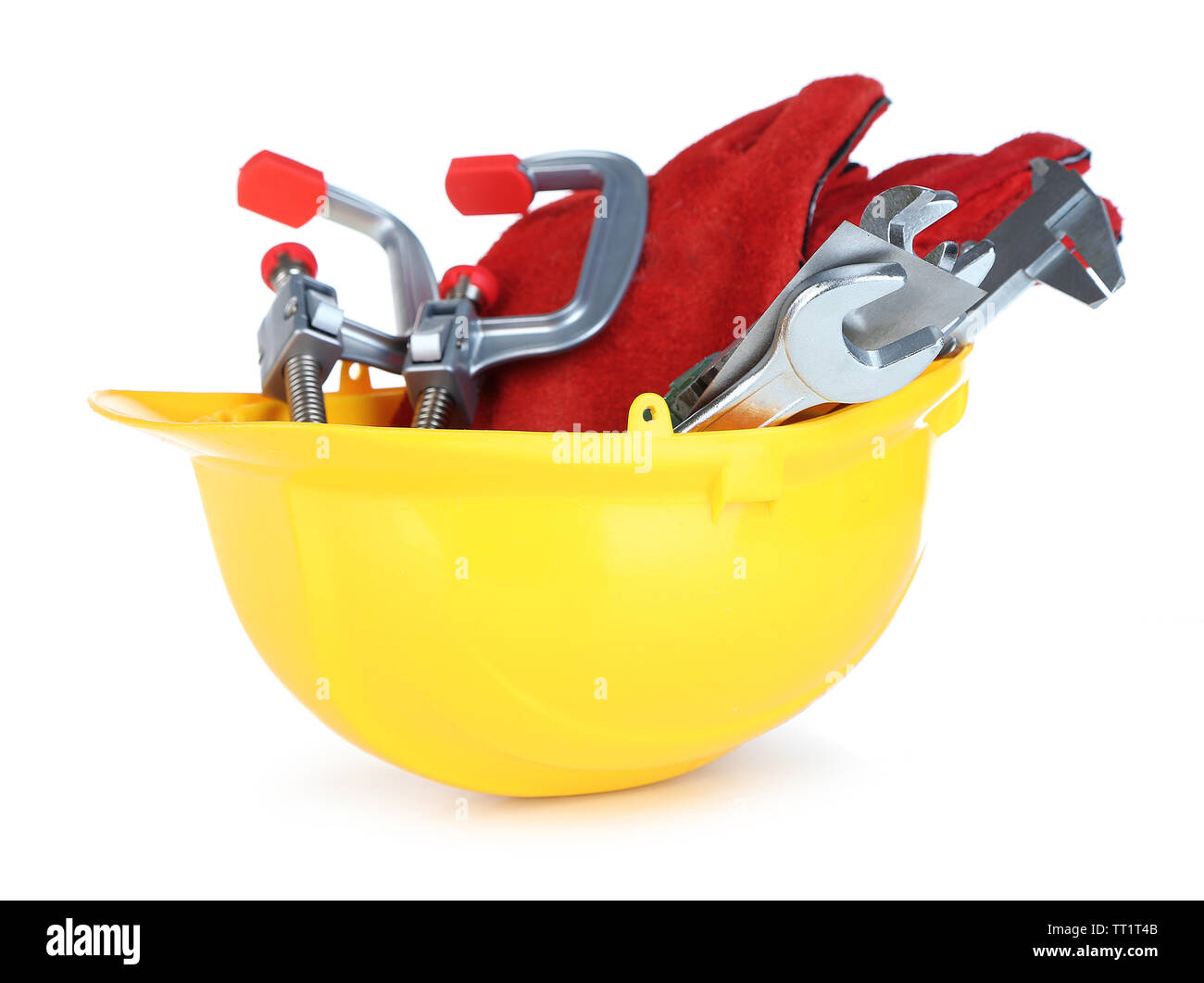 Helmet builder many construction Cut Out Stock Images & Pictures - Alamy
