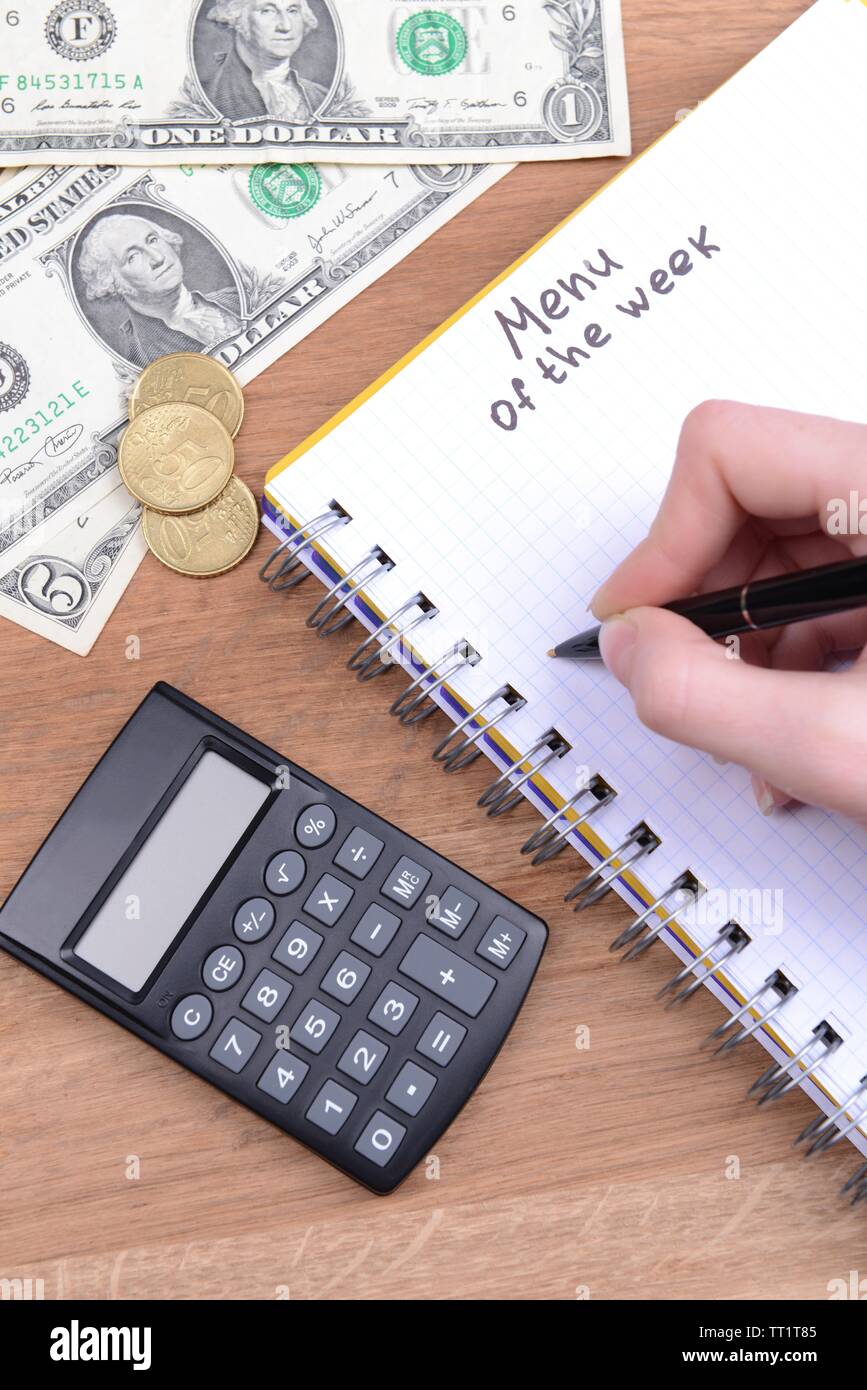 Writing menu close-up Stock Photo - Alamy