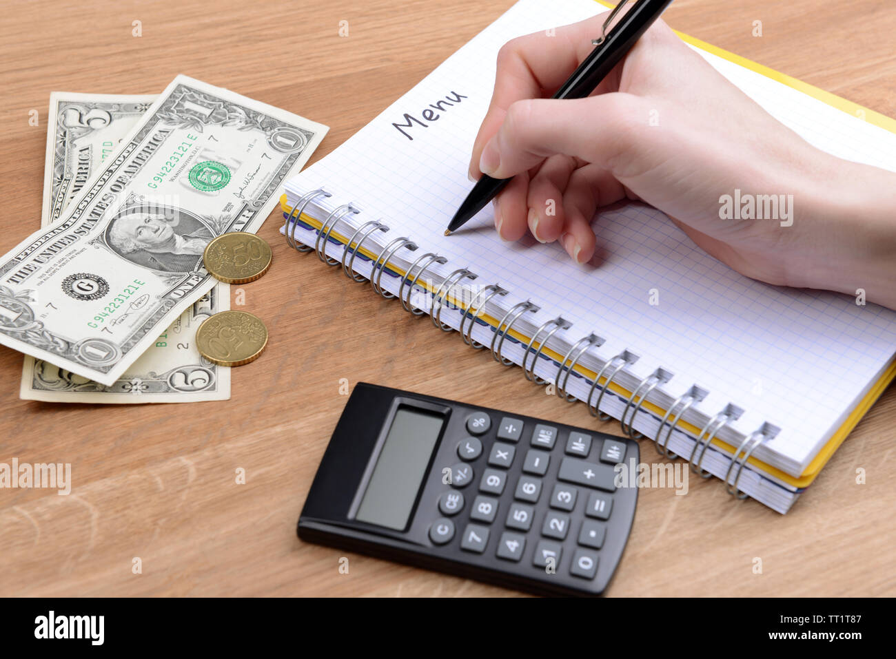 Writing menu close-up Stock Photo - Alamy