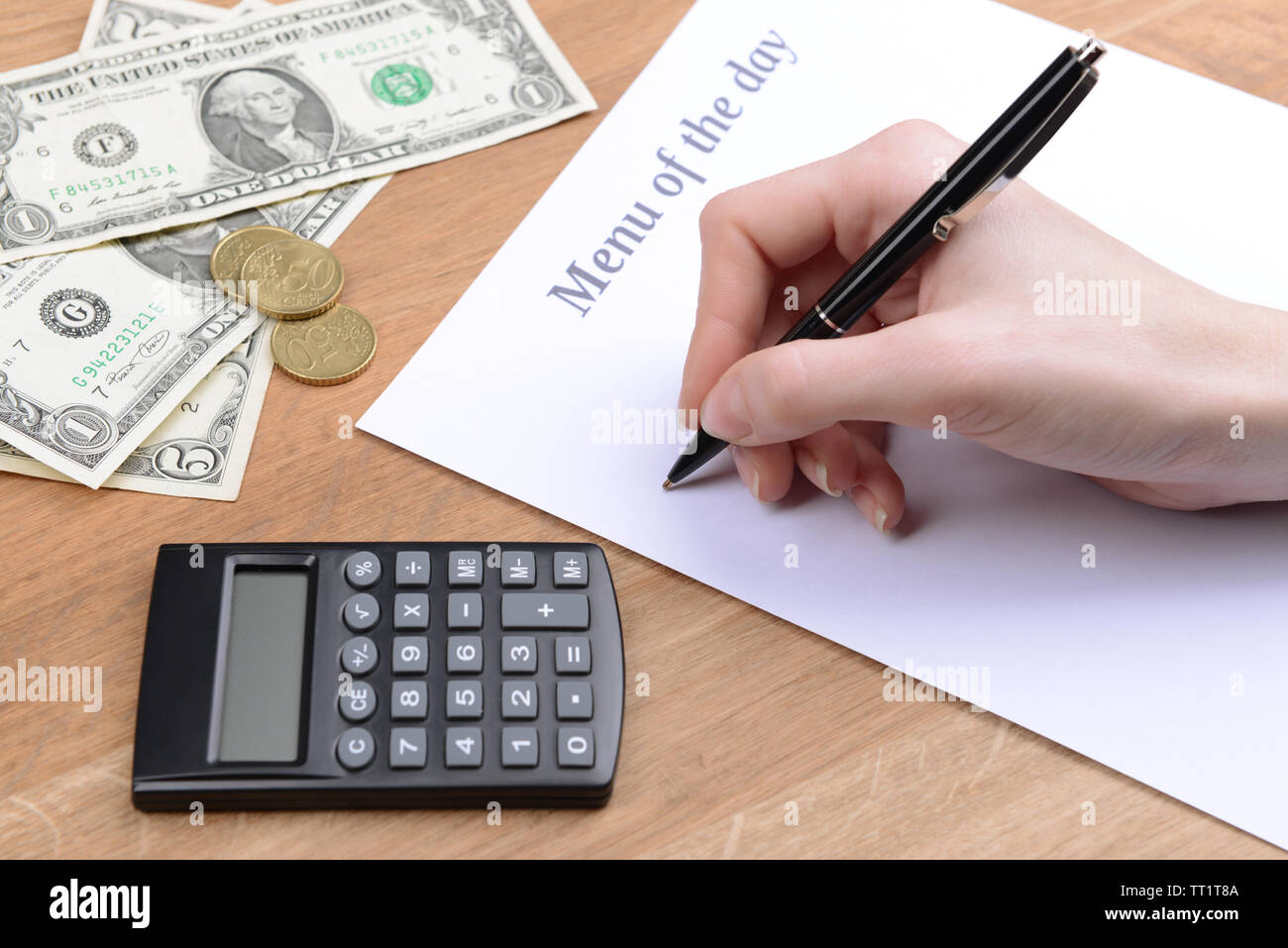 Writing menu close-up Stock Photo - Alamy